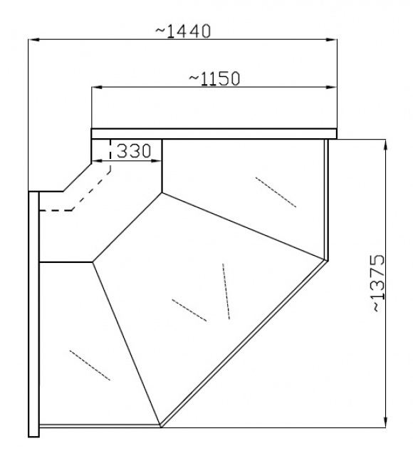 NCHSNZ 1,3 - Curved glass external corner counter (90°)
